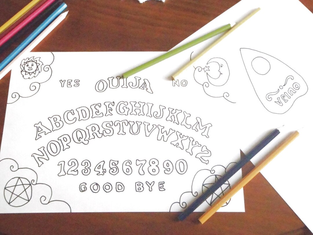Ouija Board Coloring Weegee Adult Whimsical Halloween Gothic - Etsy