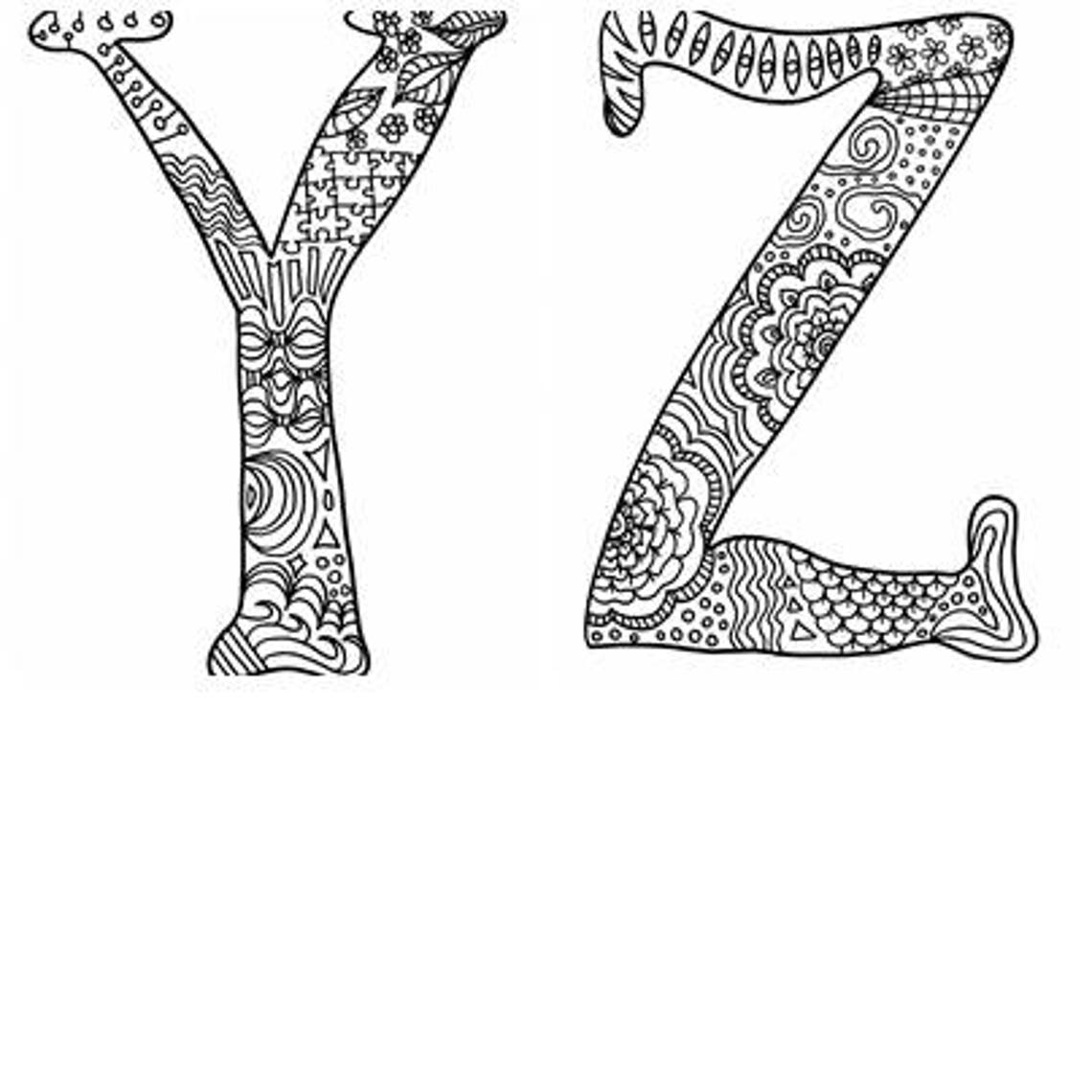 Coloring Alphabet 26 Letters Colouring Kids a Adult Colouring | Etsy