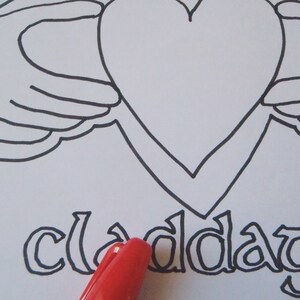 Claddagh Coloring Valentines Day Card Love Gift Engagement - Etsy