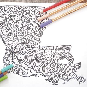 Coloring Louisiana Map Kids Adult Coloring Tourist Travelmap Doodle ...