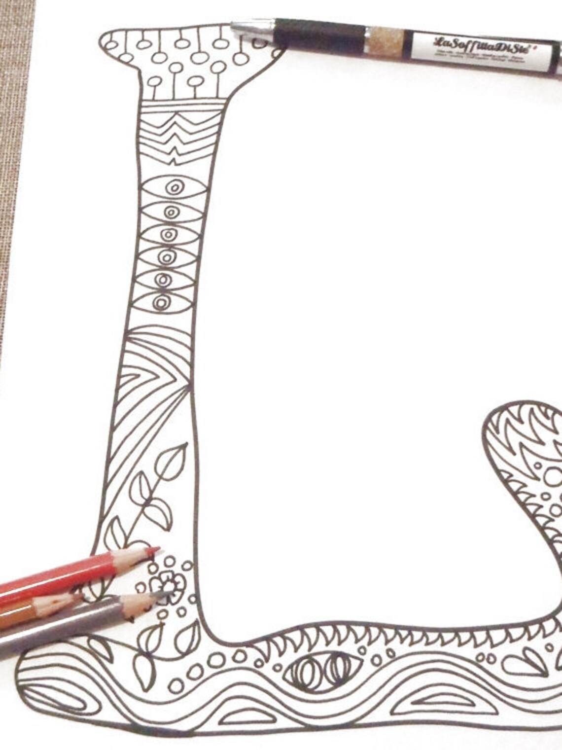 Coloring Letter L Colouring Alphabet Kids L Adult Coloring - Etsy
