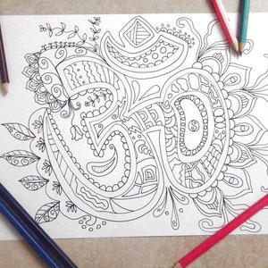Om Coloring Book Page Art Therapy Adults Zen Mantra - Etsy