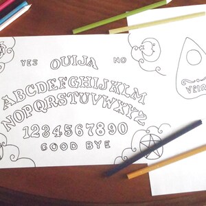 Ouija Board Coloring Weegee Adult Whimsical Halloween Gothic - Etsy