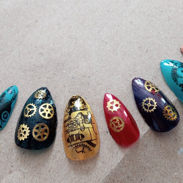 Steampunk Nails - Etsy