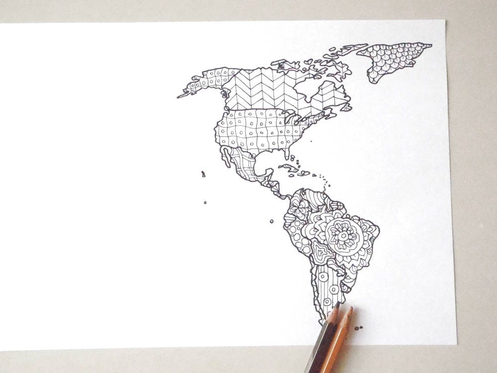 Coloring Map World Colouring Template Etsy Sales - Etsy