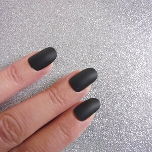 20 Solid Black Matte False Nails Fake Nails Tips Full Cover - Etsy