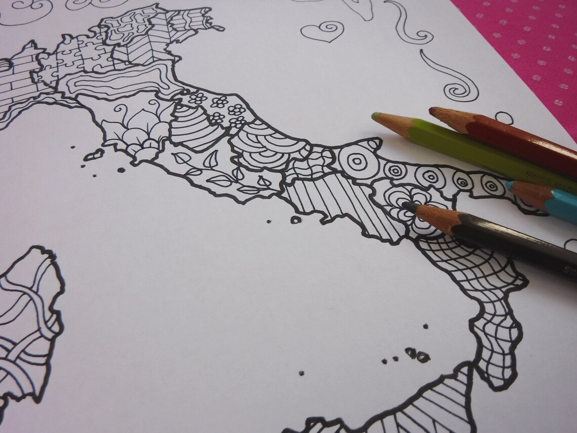 Italy Map Italian Adult Coloring Page Kids Travel Map Download ...