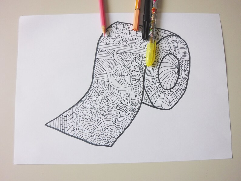 Toilet Paper Coloring Printable Page Digital Art Colouring - Etsy
