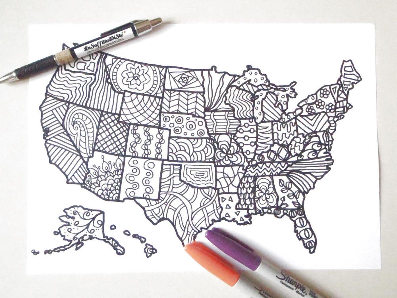 Usa Colouring Map United States America Book | Etsy