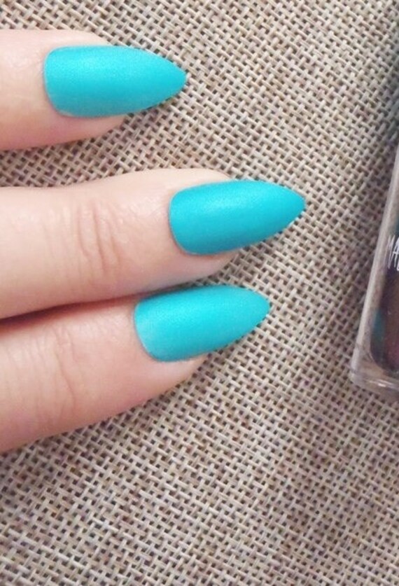 Turquoise Stiletto Nails