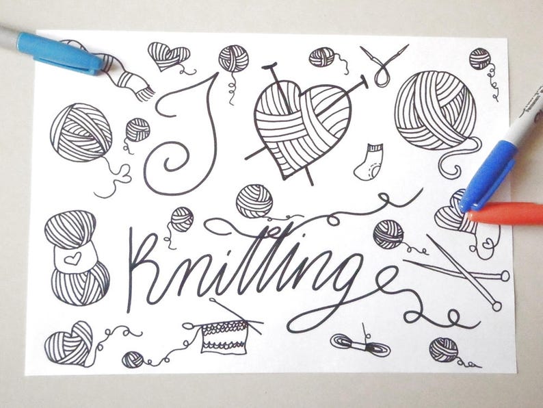 I Love Knitting Coloring Book to Knit Yarn Instant Download Craft ...