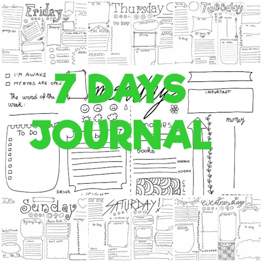 7 Days Journal Printable Starter Kit Daily Planner - Etsy