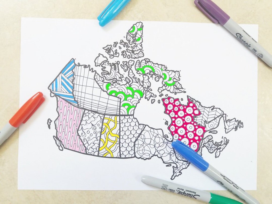 Canada Map Kids Adult Coloring Book - Etsy