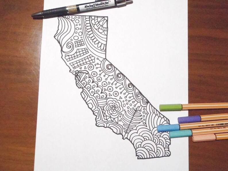 California Coloring Map Usa America Book Planner Journal Kids | Etsy