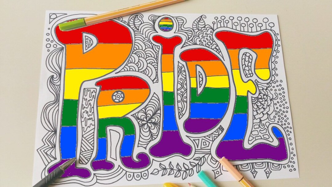 Pride Coloring Page Printable Gay Lgbt Lgbtq Lesbian LGBTQIA+ - Etsy