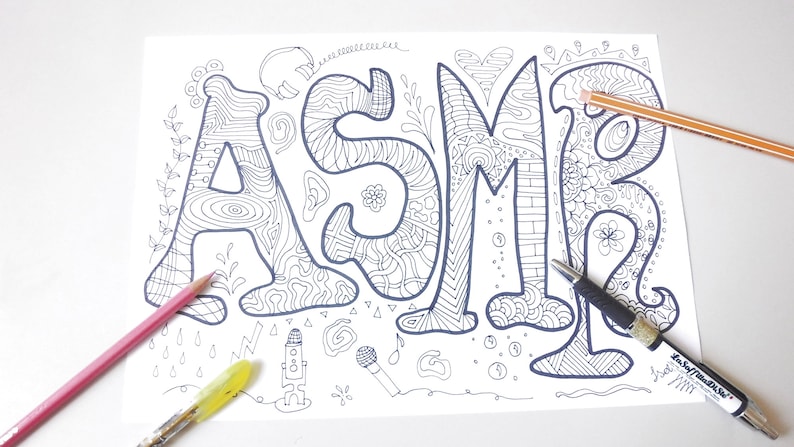 ASMR coloring page autonomous sensory meridian response | Etsy