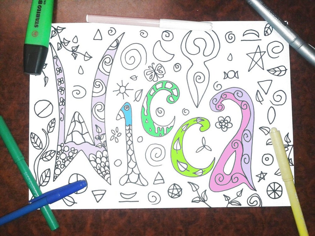 Wicca Coloring Book Adult Wiccan Whimsical - Etsy