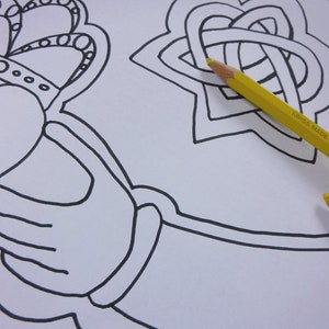 Claddagh Coloring Valentines Day Card Love Gift Engagement - Etsy