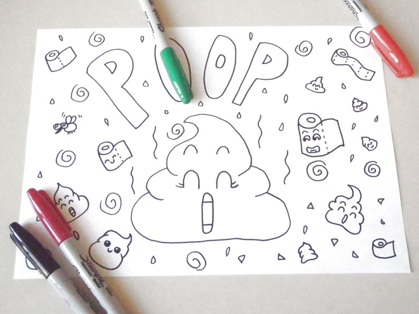 Cacchina kawaii disegno da colorare cacca cacchetta carini - Etsy Italia