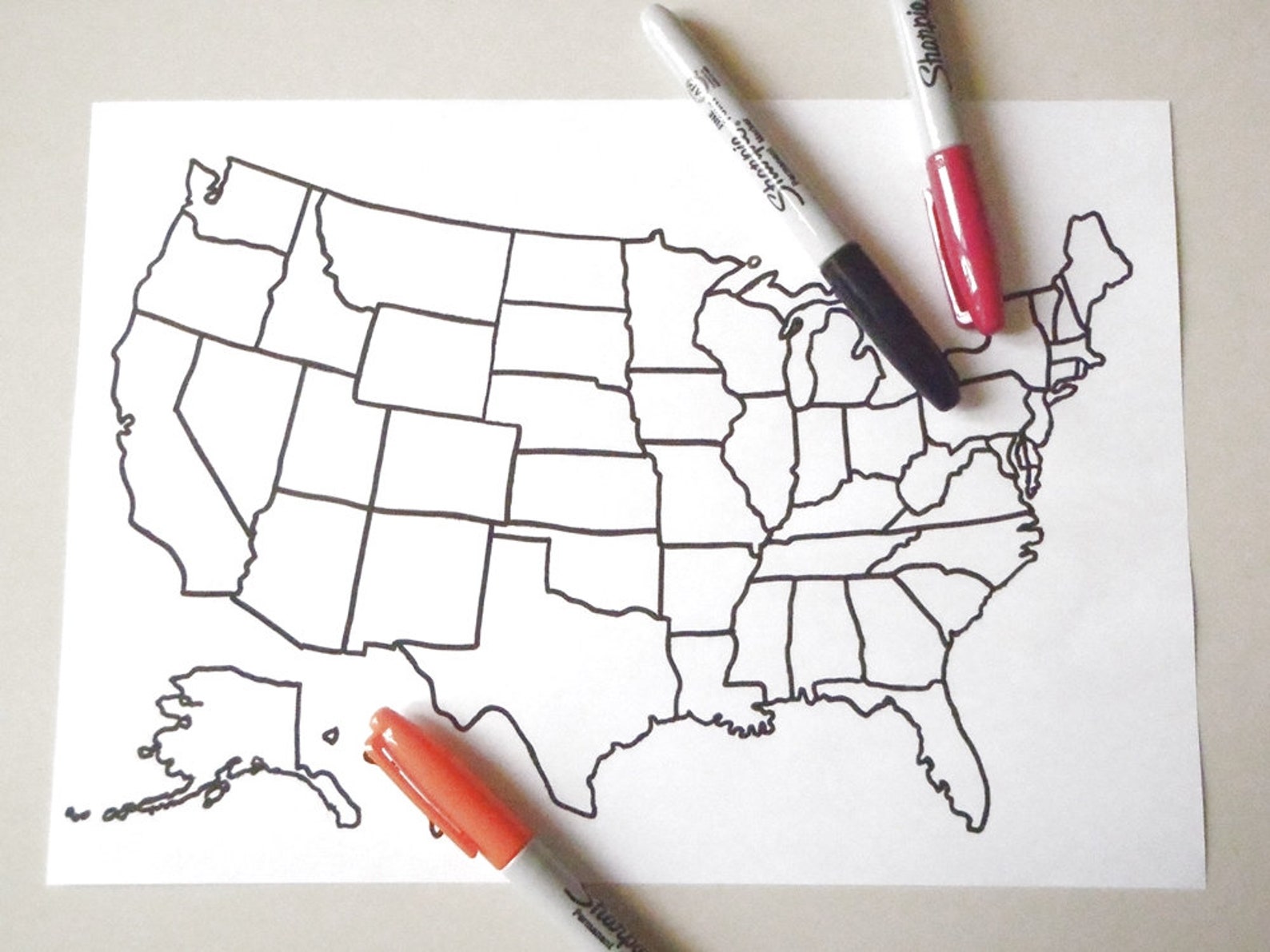DOWNLOAD Coloring United States America Blank Us Map Etsy - Etsy