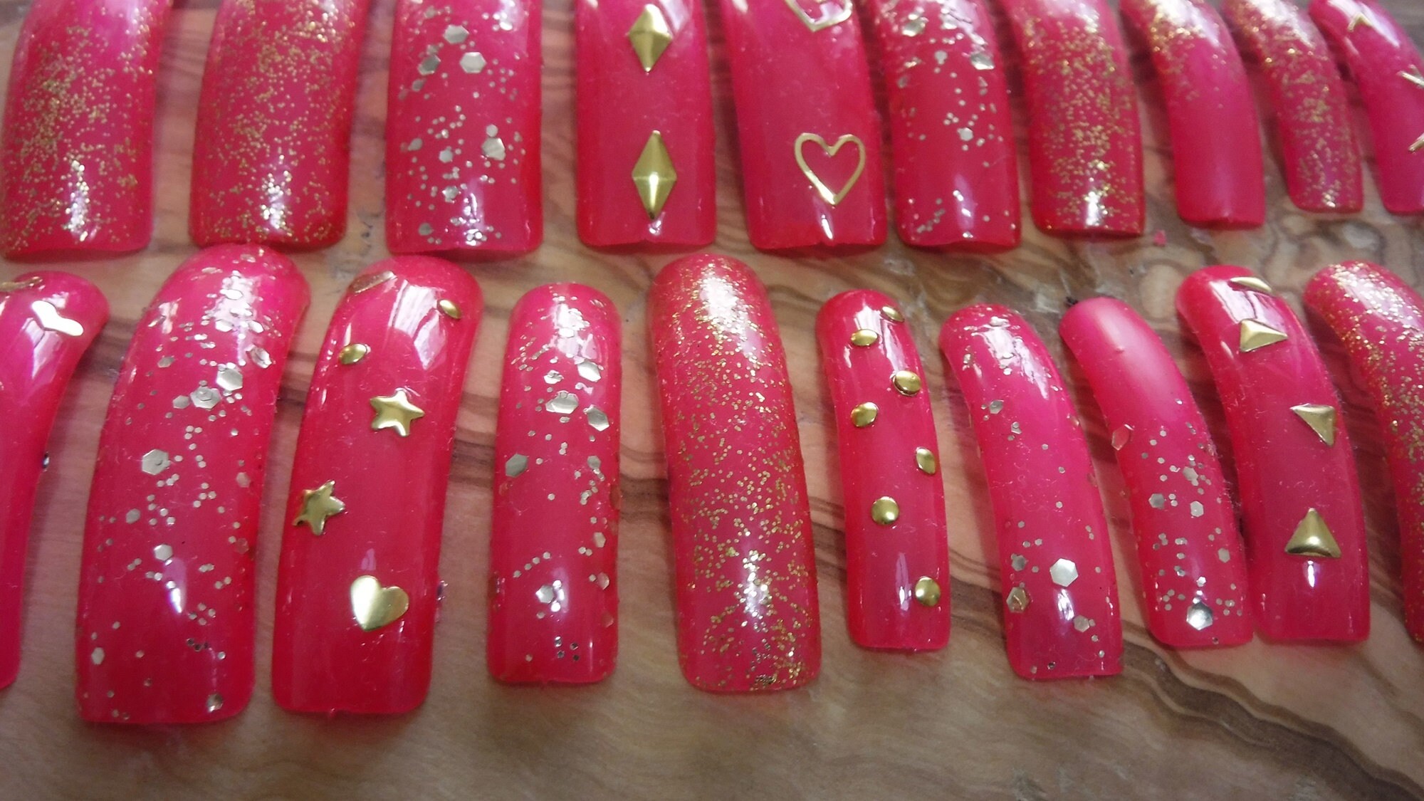 Sparkly Curve Long Fake Nails Hot Pink Drag Queen Costume - Etsy UK