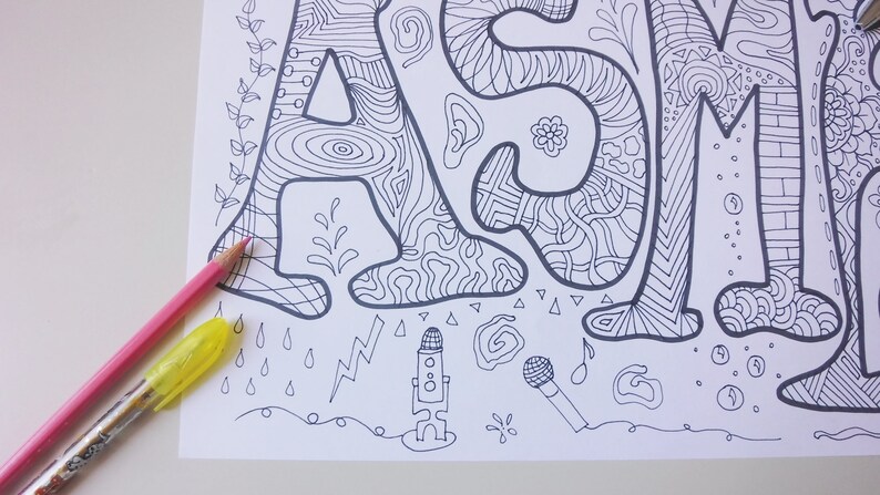 ASMR coloring page autonomous sensory meridian response | Etsy