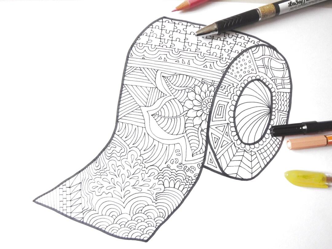 Toilet Paper Coloring Printable Page Digital Art Colouring - Etsy