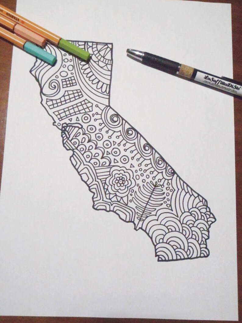 California Coloring Map Usa America Book Planner Journal Kids - Etsy