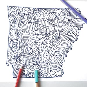 DOWNLOAD Arkansas Coloring Tourist Map Kids Adult Coloring Travel Map ...