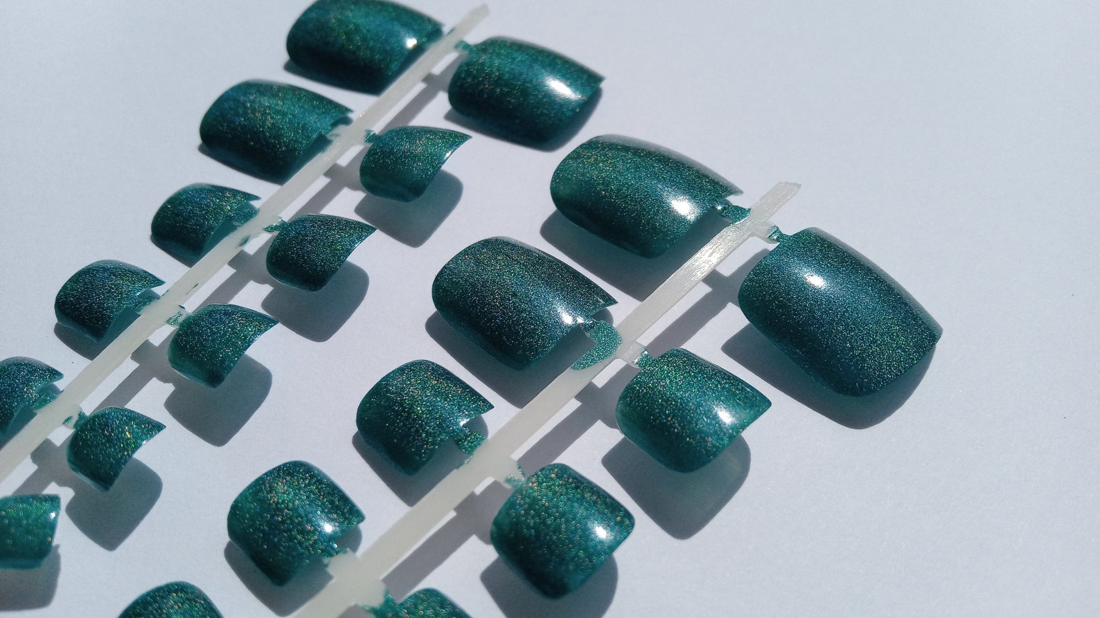 Green Holo Hand Painted Toe False Nails Holographic - Etsy