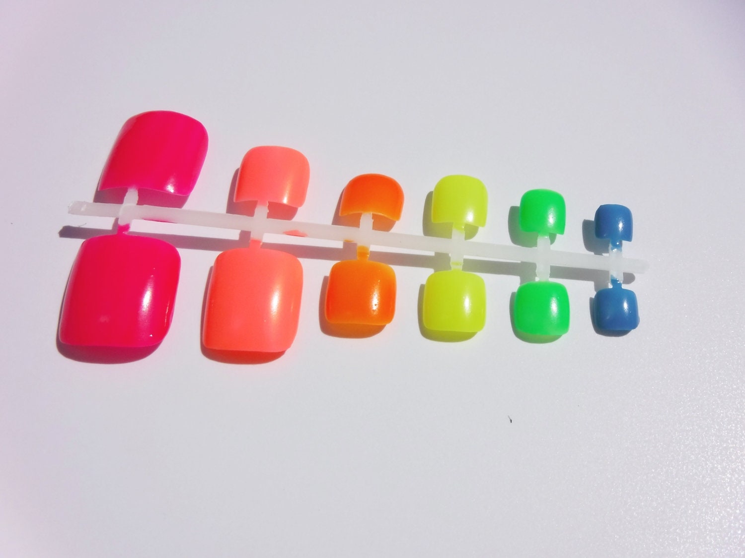 Neon colors toe 24 false toe nails press on toenail | Etsy