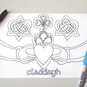 Claddagh Coloring Valentines Day Card Love Gift Engagement - Etsy