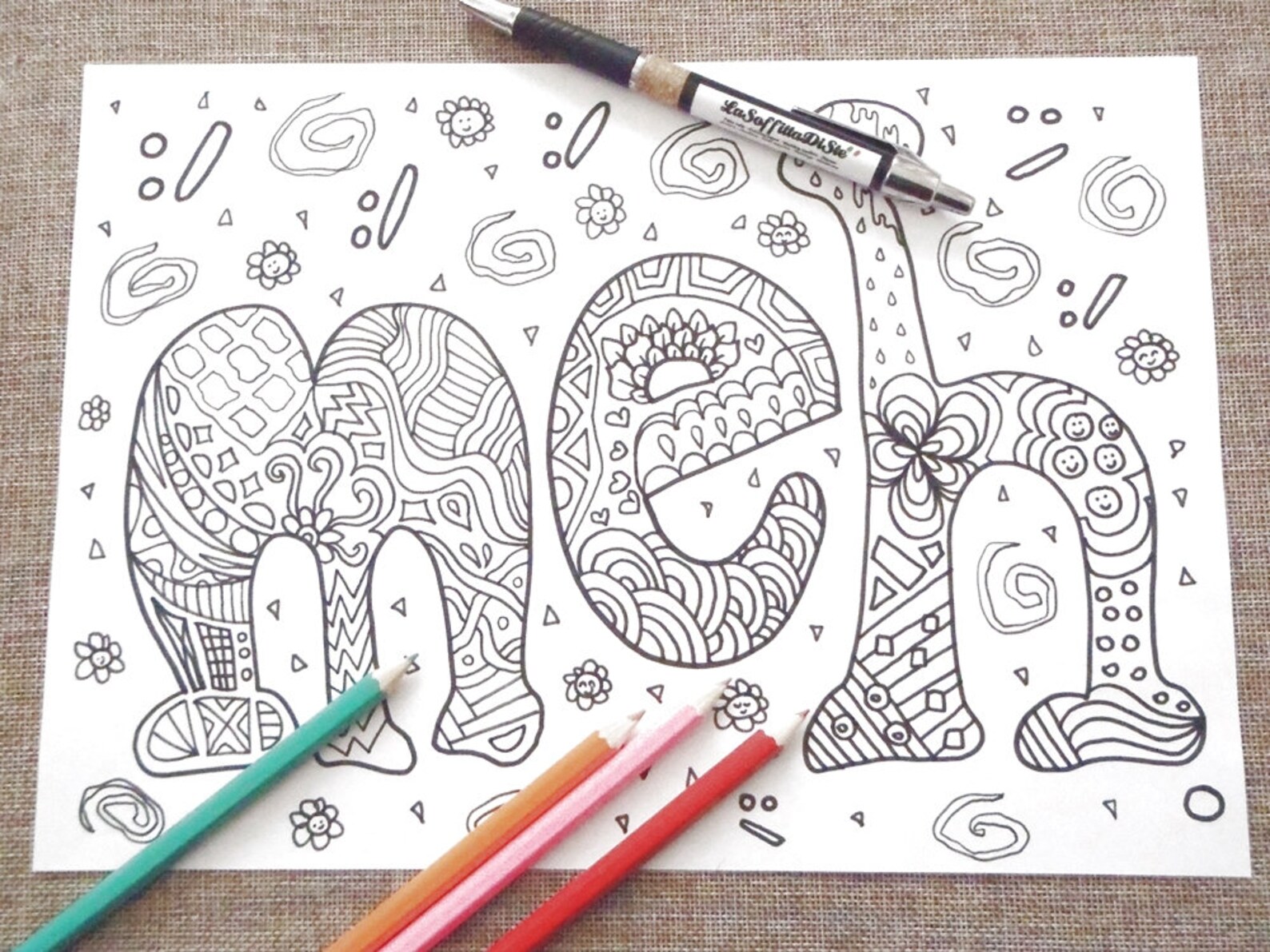 Meh Coloring Book Page Colouring Image Funny Cool Doodle | Etsy