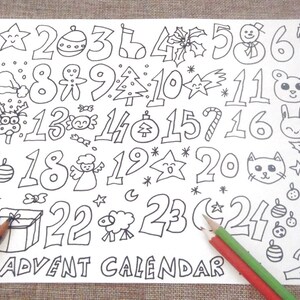 Advent Calendar to Color Christmas Kids Xmas Coloring Adventskalender ...