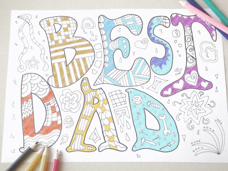Best dad colouring card father's day daddy | Etsy