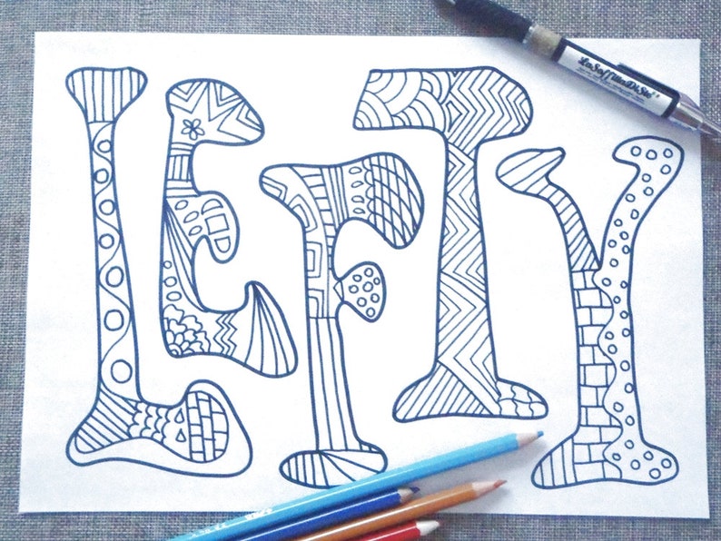 Lefty Colouring Page Left Handed Left Hander Hand Zentangle - Etsy ...