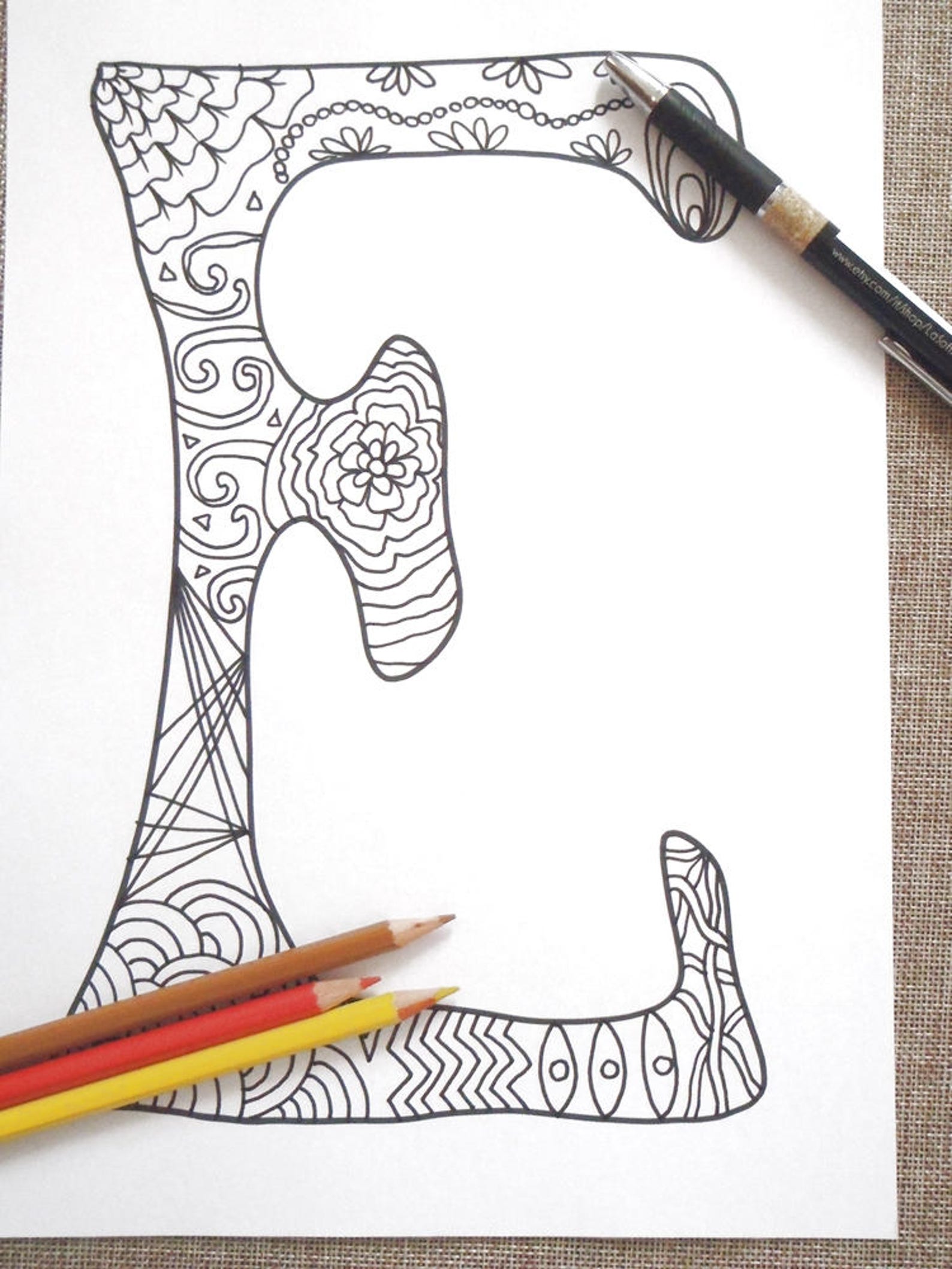 E Letter Colouring Alphabet E Kids Adult Coloring Book - Etsy