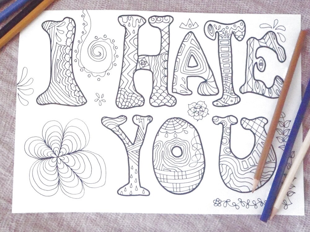 I Hate You Adult Coloring Book Page Ex Boyfirend Divorce - Etsy Singapore