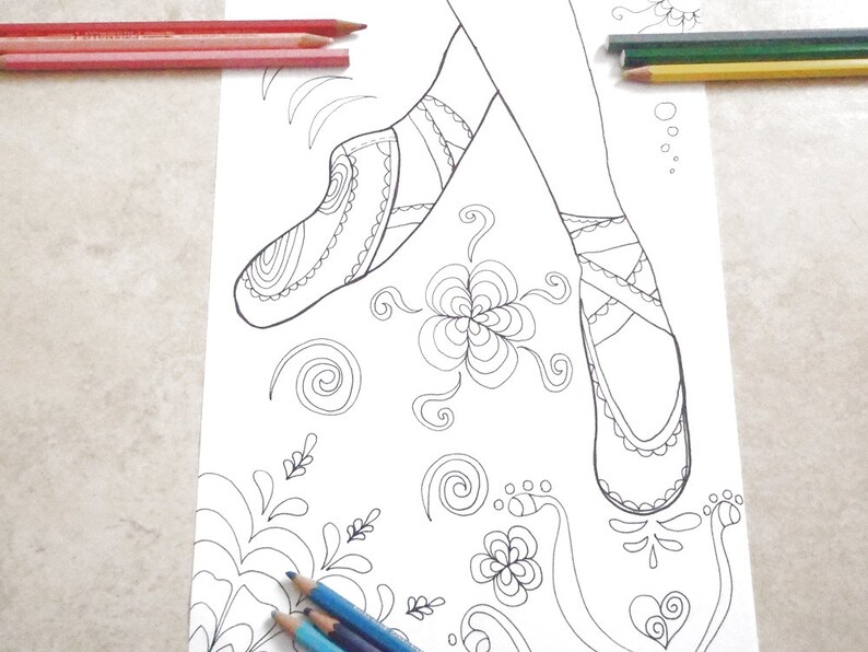 Ballet shoes ballerina dancer coloring girl gale adults | Etsy