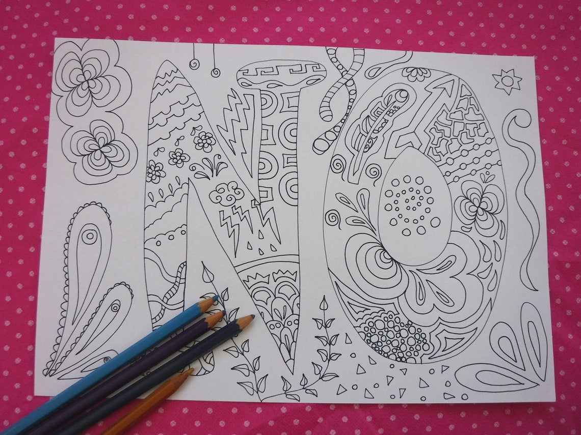 No on Kids Adult Coloring Book Page Instant Download School - Etsy UK