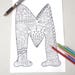 Monogram M to Colour Coloring Page Alphabet M Kids Adult Lettering ...