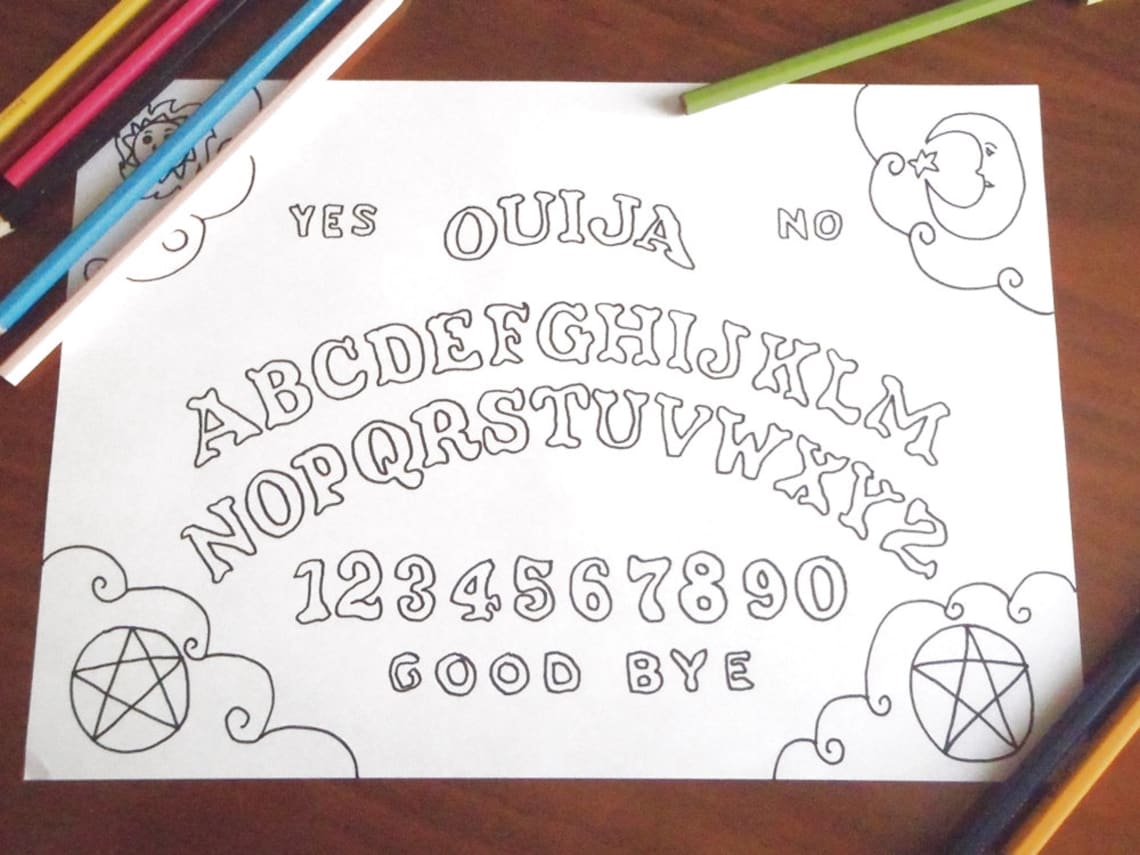 Ouija Board Coloring Weegee Adult Whimsical Halloween Gothic - Etsy