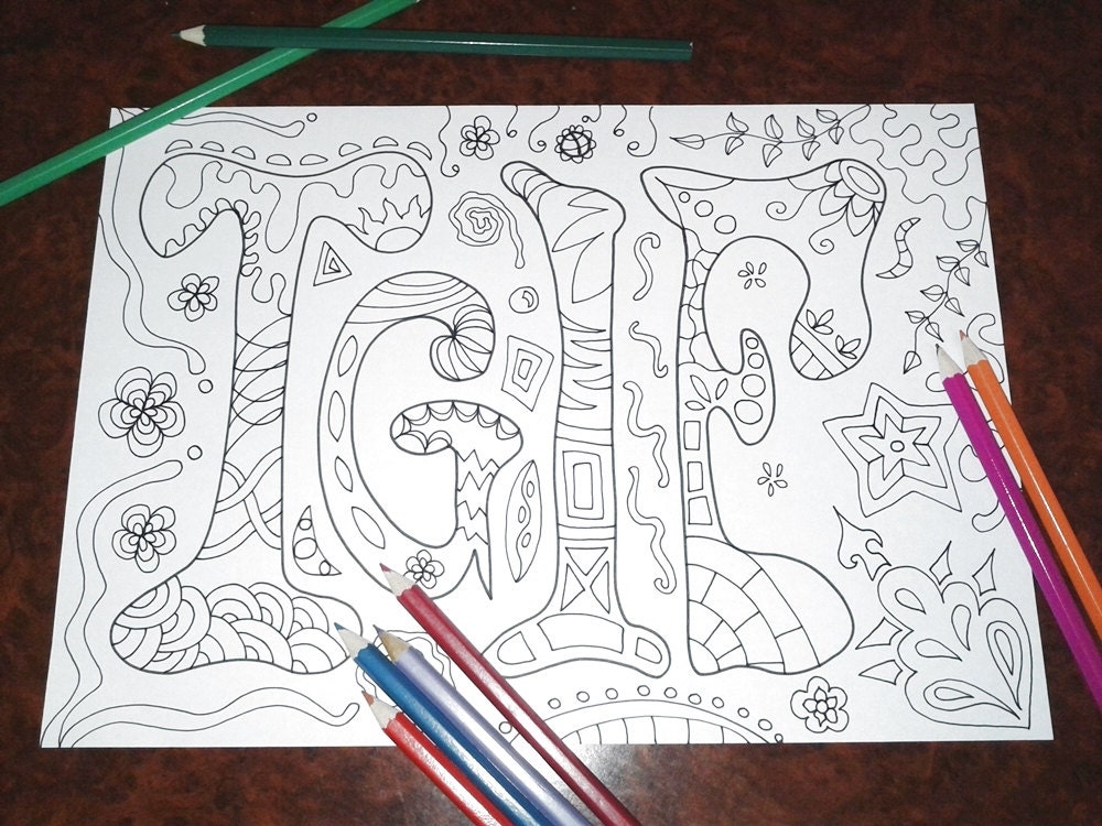 Tgif Adult Coloring Book Page Download Thanks God It S Friday - Etsy