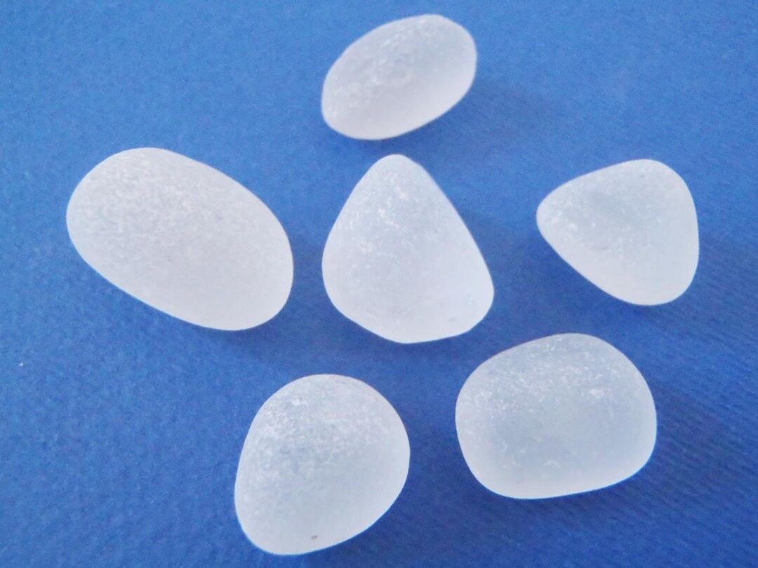 Oval Milky 6 Pieces Sea Glass White Italian Milky Genuine Mediterranean ...