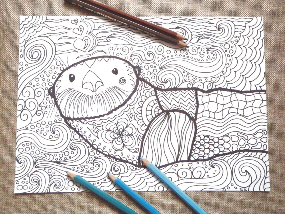 Lontra carina da colorare da stampare bambini e adulti - Etsy Italia