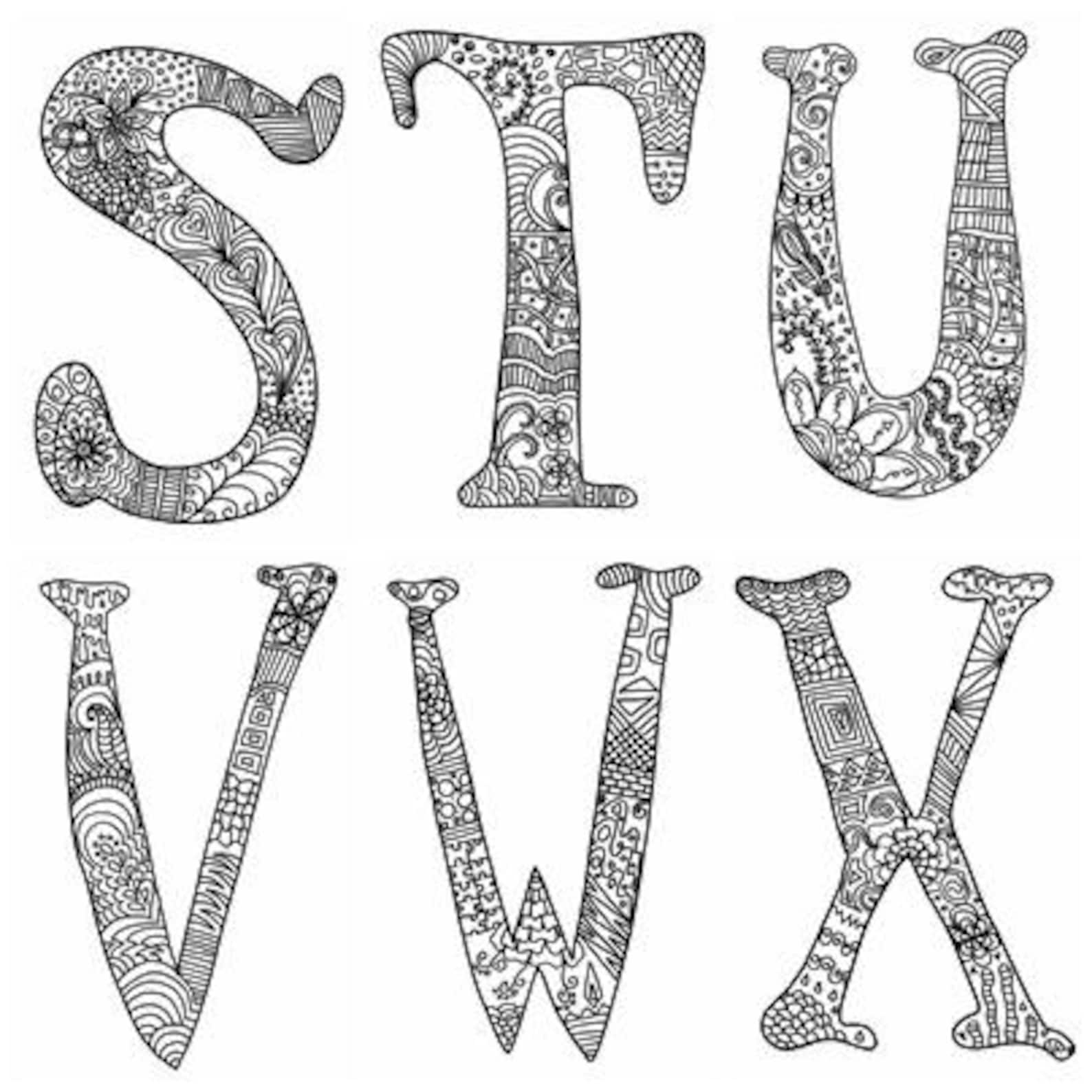 Coloring Alphabet 26 Letters Colouring Kids a Adult Colouring | Etsy