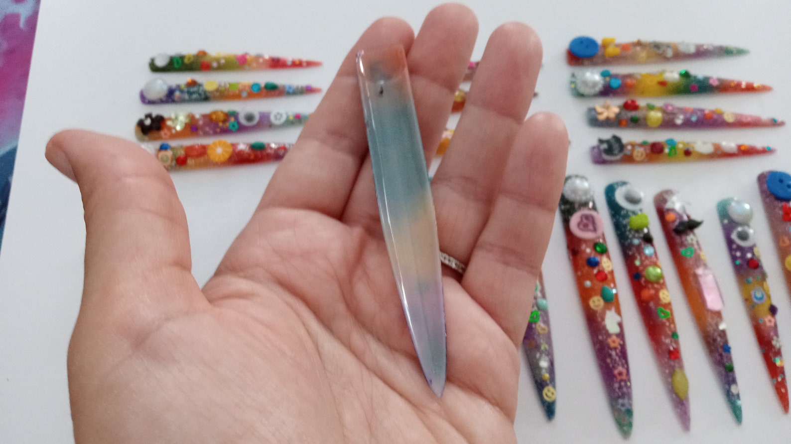 Rainbow Drag Queen Fake Nails Stick on Extreme Reusable Claws - Etsy