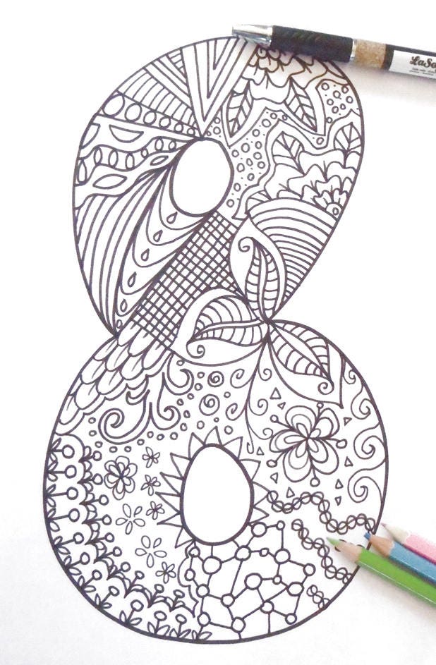 DOWNLOAD 8 Number Eight Coloring Printable Book Year 8 - Etsy