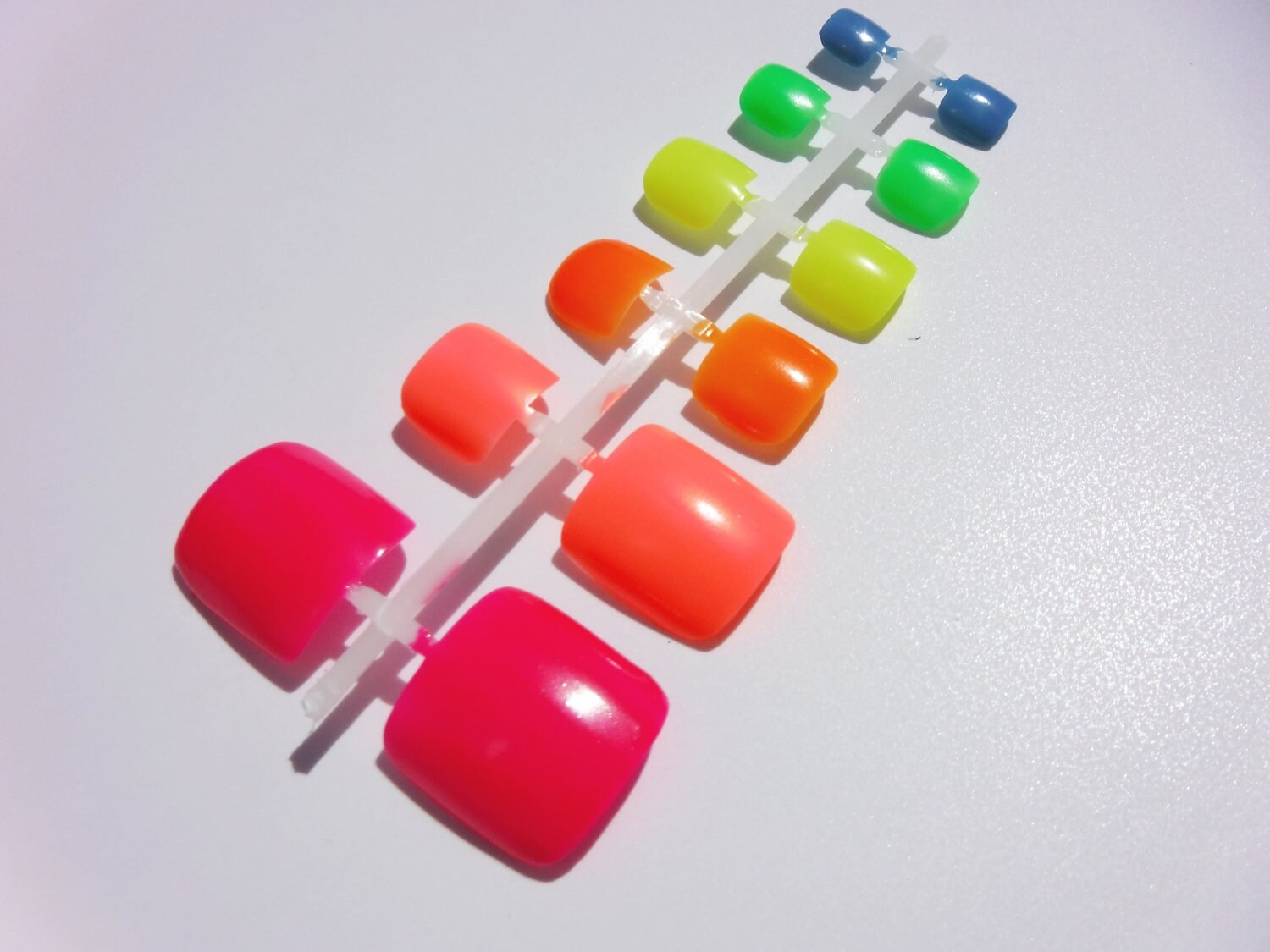Neon colors toe 24 false toe nails press on toenail | Etsy