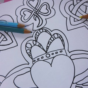 Claddagh Coloring Valentines Day Card Love Gift Engagement - Etsy